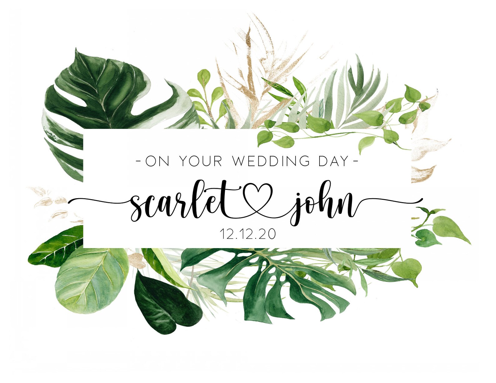 Wedding Card Personalized Greenery Script Font Mr and Mrs - Etsy