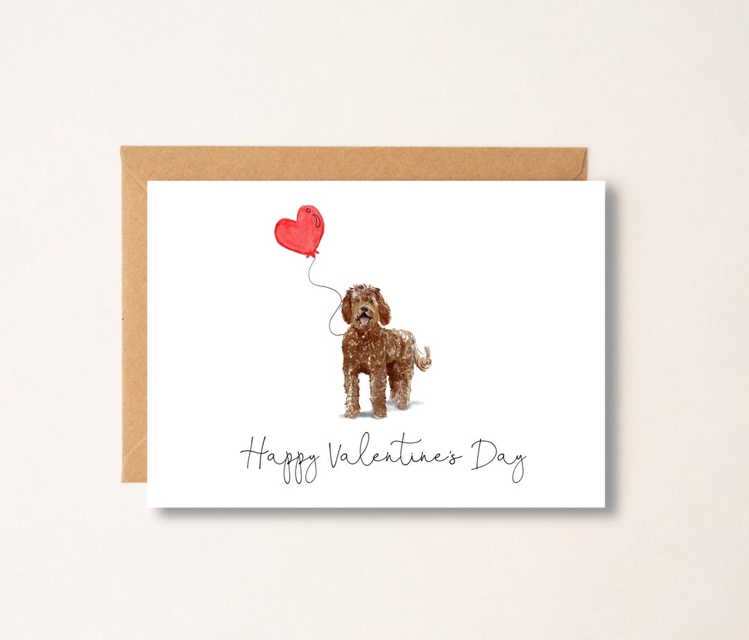 Labradoodle Dog Valentine, Dog Card, Personalized Pet Greeting Card ...