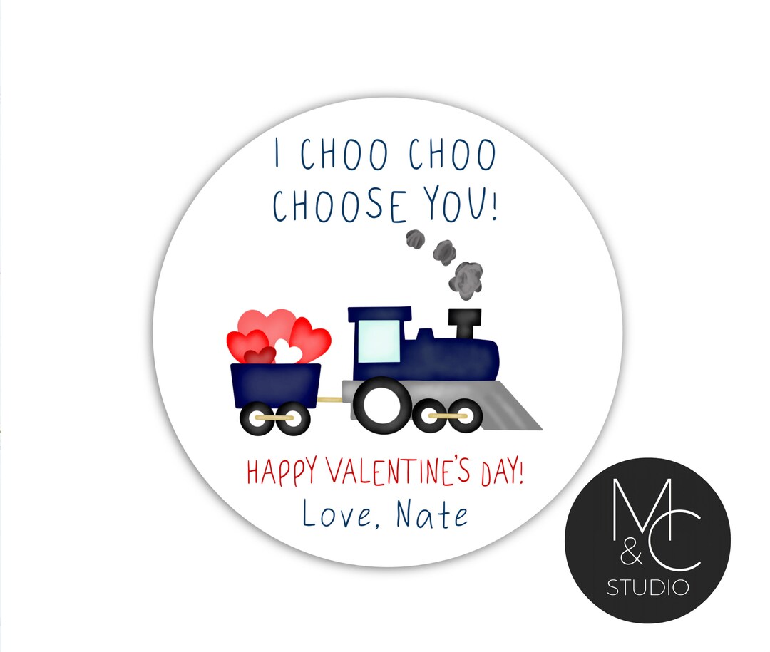 Valentine's Day Stickers Train Choo Choo Choose, Valentine Favor ...