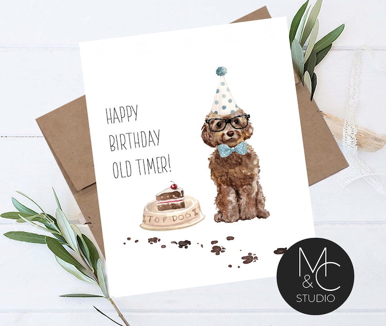 Cockapoo Dog BIRTHDAY Card With Kraft Envelope Happy Birthday - Etsy