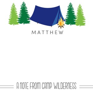 Summer Camp Personalized Note Card, Custom Camp Name Stationery, Boys ...