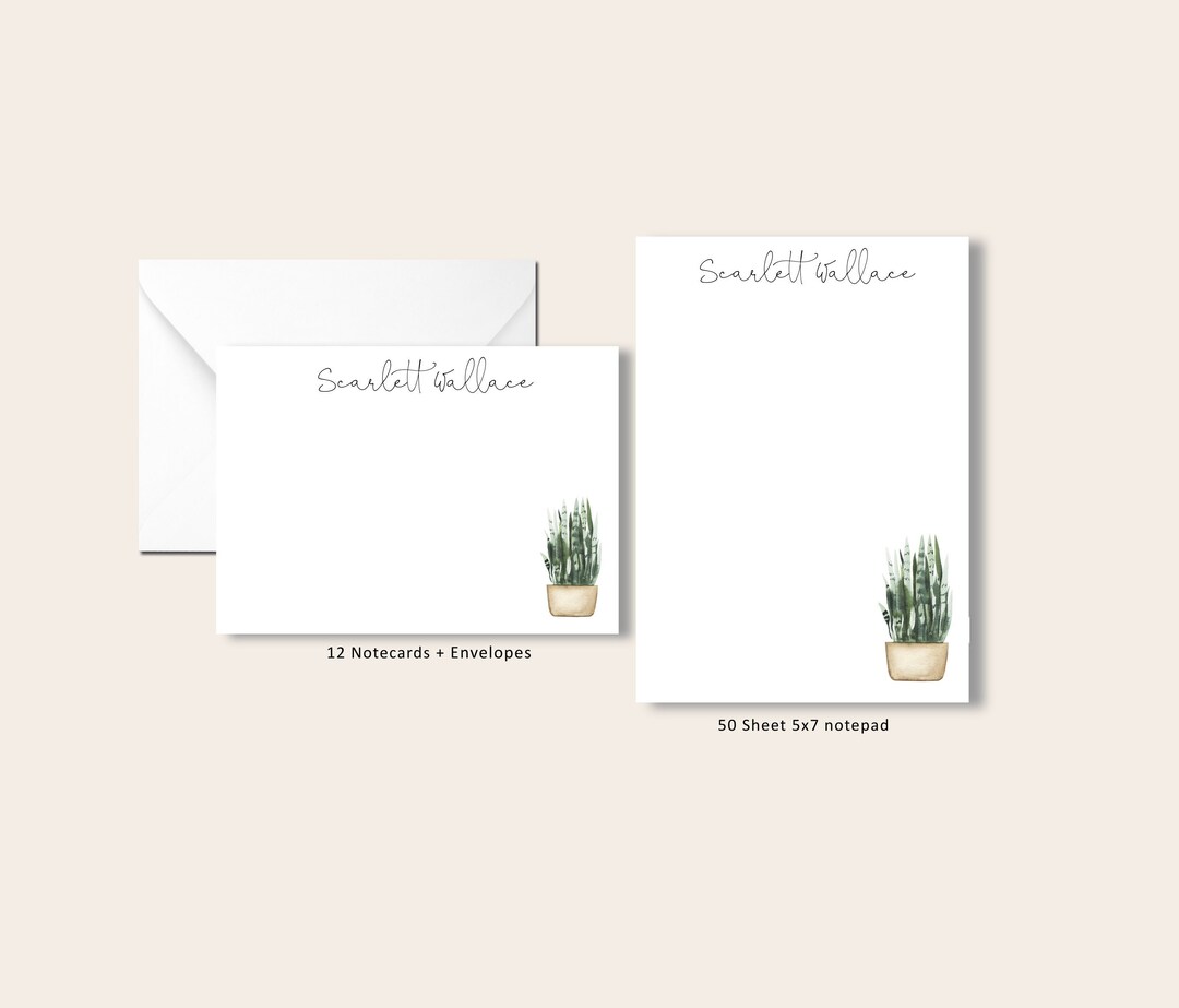 Plant Lover Stationery Set, Note Card, Flat Note Cards, Mom, Sister ...