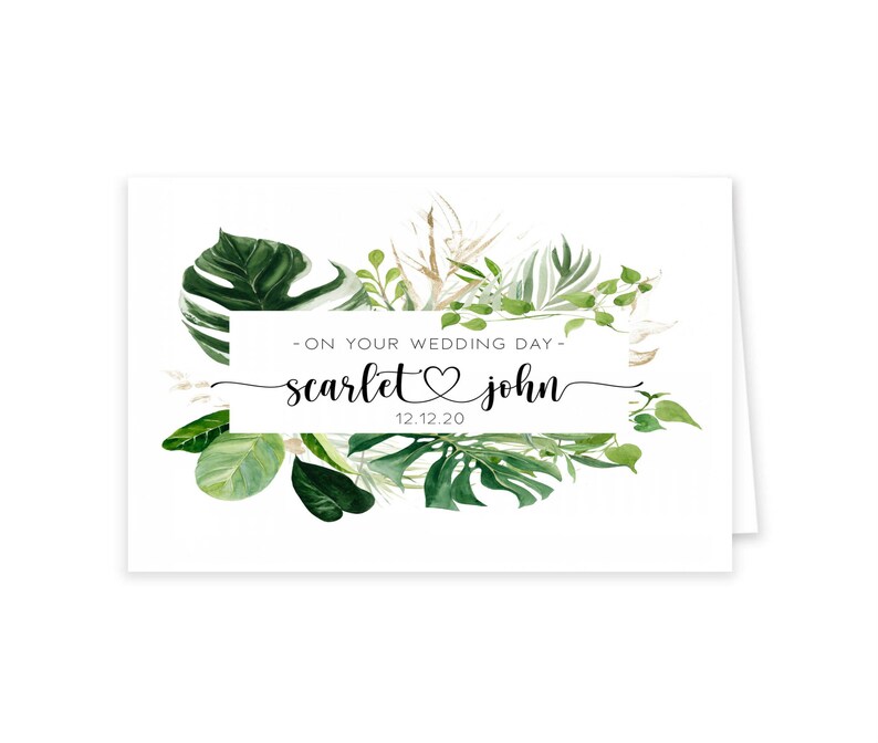 Wedding Card Personalized Greenery Script Font Mr and Mrs - Etsy