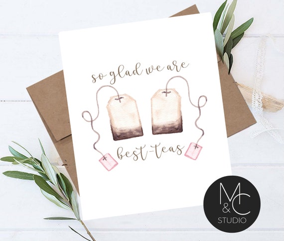 Tea Best Friend Card Funny Birthday Card Kraft Paper | Etsy