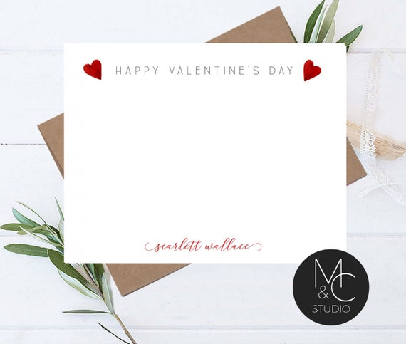 Valentine Personalized Note Card Set, Stationary Cards, Valentines Day ...