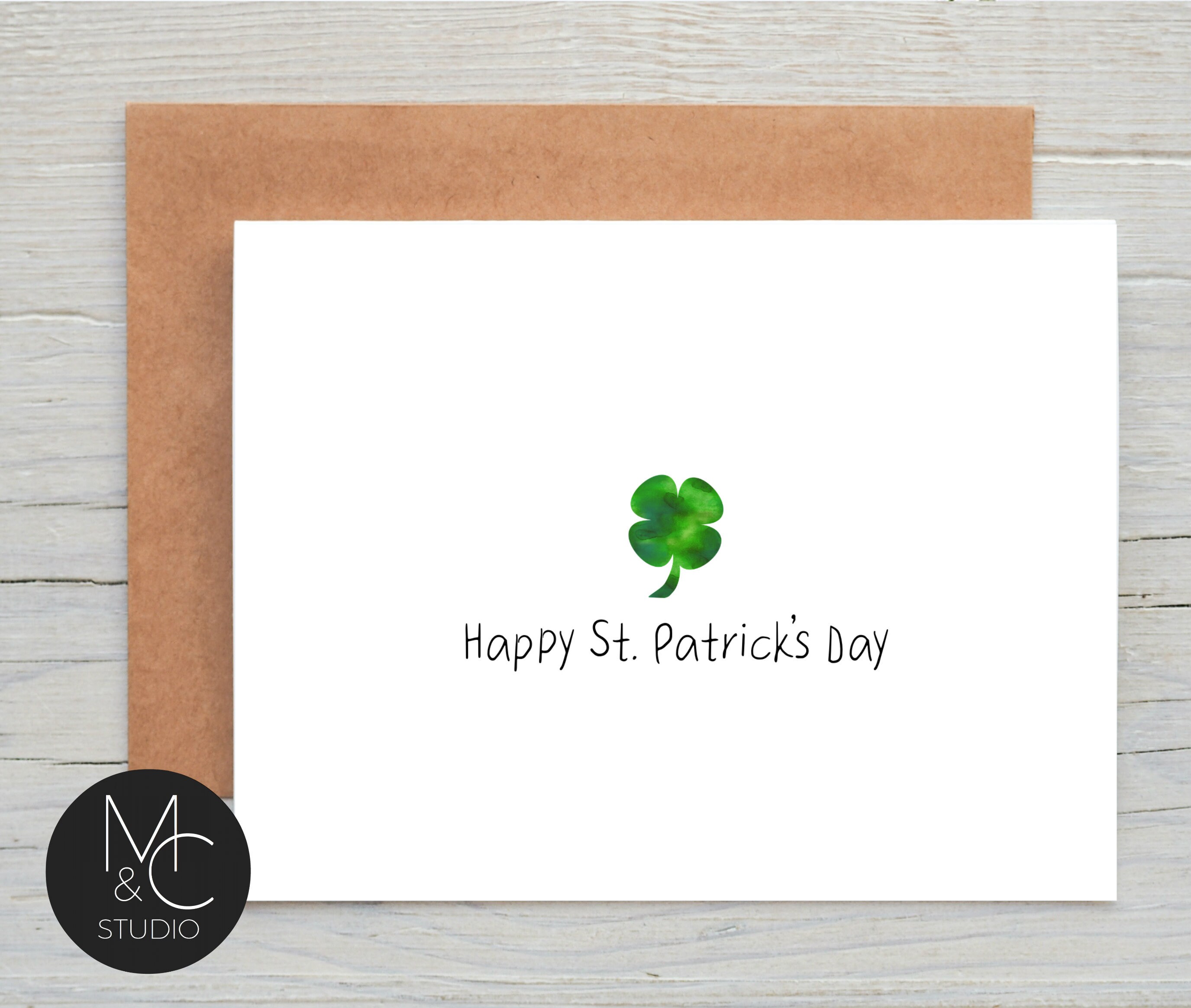 Paper Greeting Cards 2020 Photo Card Template Watercolor Shamrock St ...