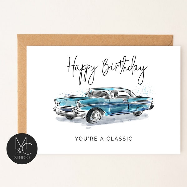 Classic Car Birthday Card - Etsy