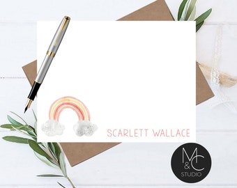 Rainbow Personalized Note Card Set Stationary Cards | Etsy