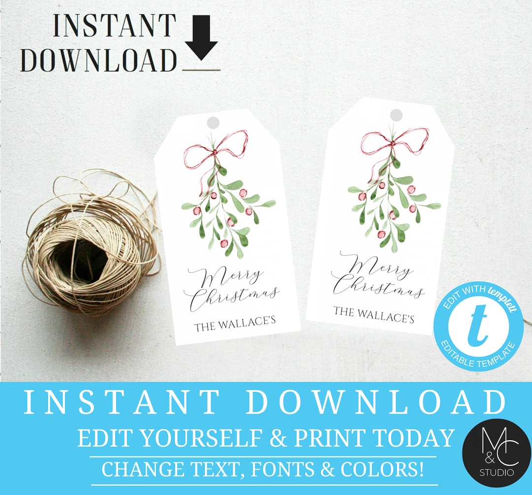 Editable Simple Christmas Tags, Tags for Christmas, Editable Hang ...