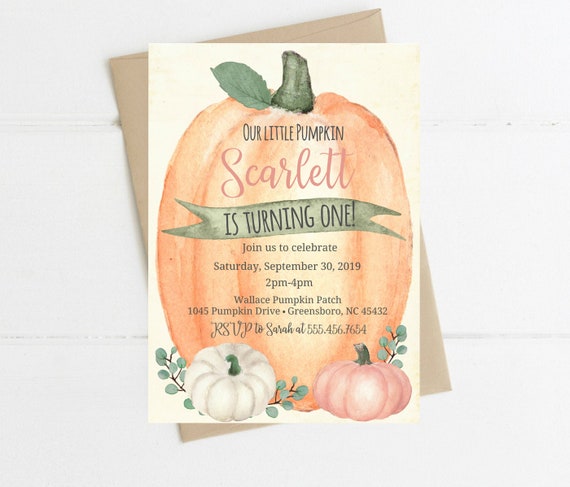 Pumpkin Birthday Invitation Fall Birthday Party Invite - Etsy