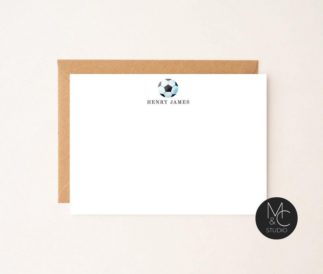 Personalized Soccer Note Cards, Boys Stationary Thank You Notes ...