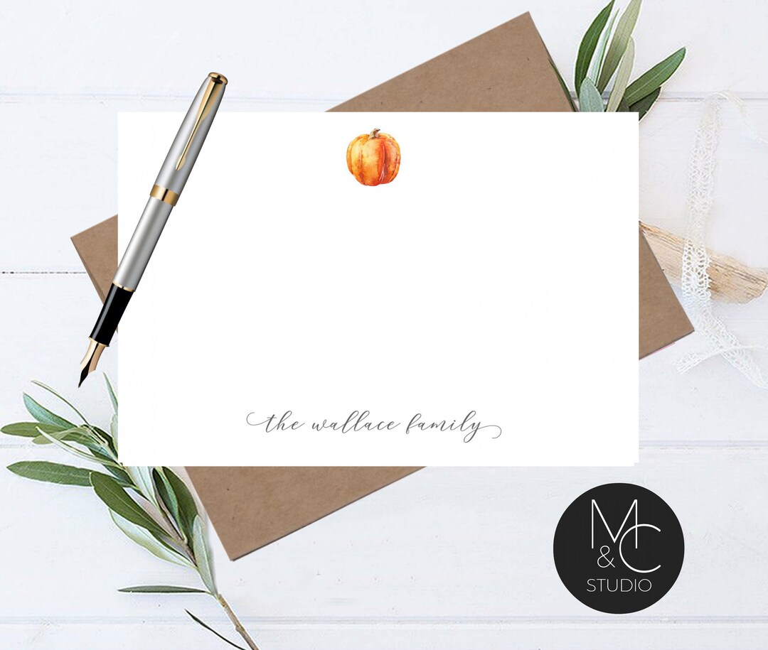Fall Personalized Note Card Set Envelopes Stationary Cards Monogram ...