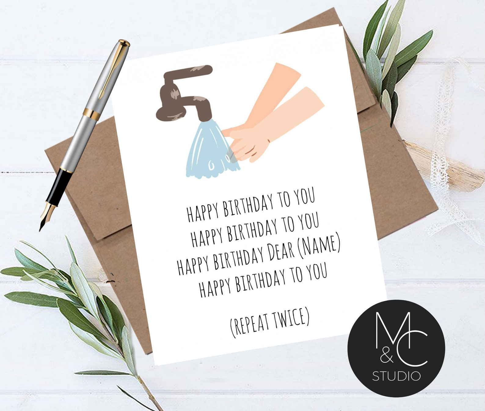 Happy Birthday Hand Washing Card Personalized Writing This - Etsy