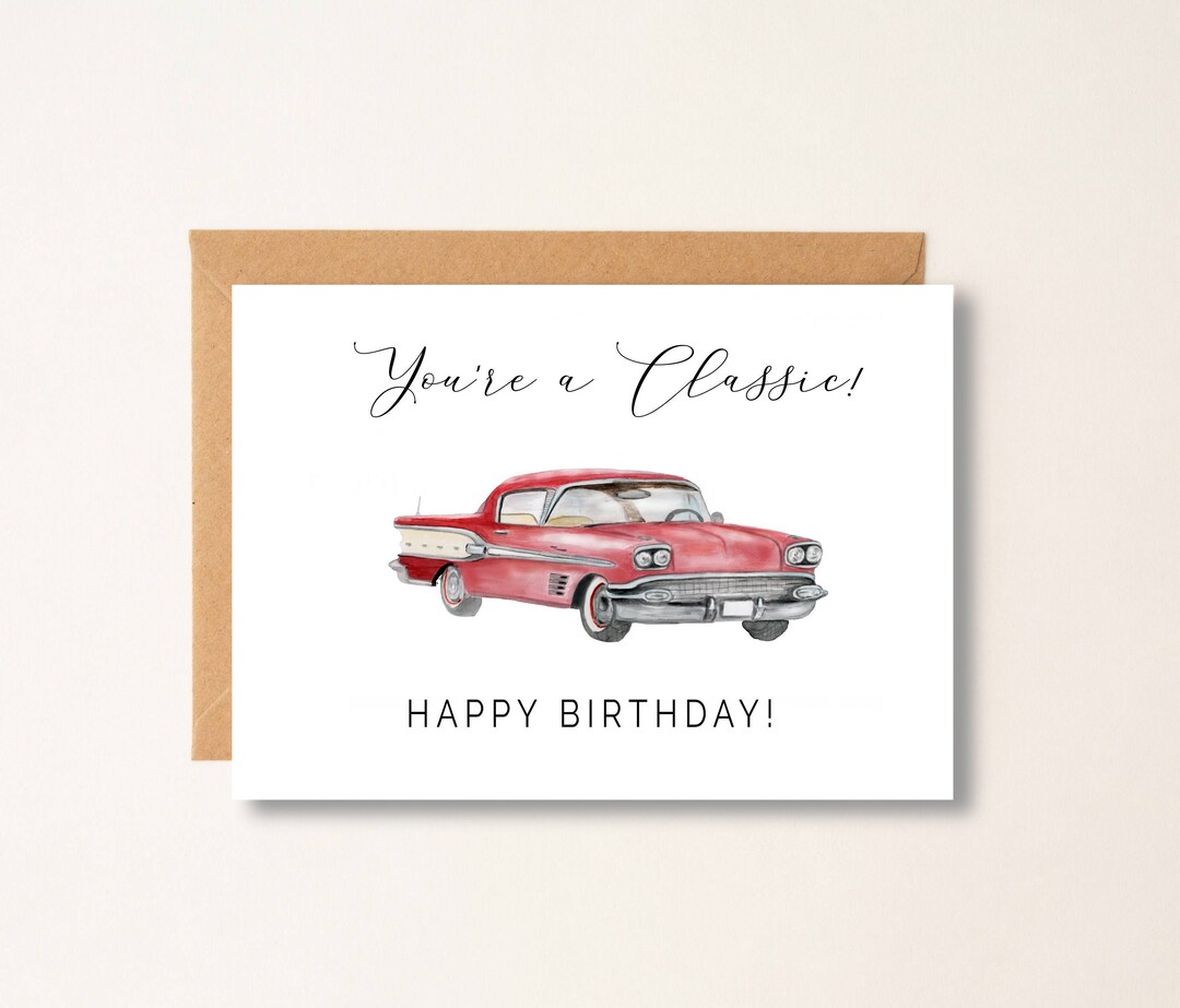 BIRTHDAY Card With Kraft Envelope, You're a Clasic, Car Card, Dad ...