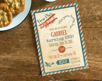 Plane Birthday Photo Invitation Aviator Chalkboard Photo - Etsy