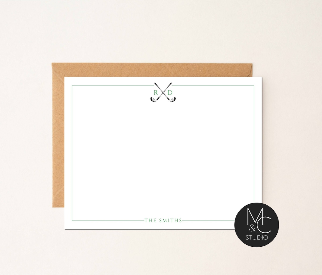 Personalized Golf Note Cards, Mens Womens Stationary Thank You Notes ...