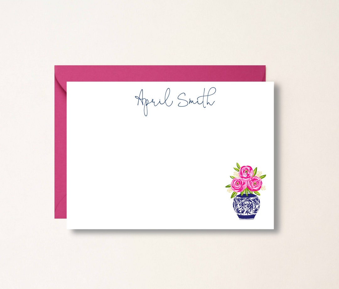 Bright Floral Note Cards, Personalized, Fun Note, Any Occasion, Bridal ...