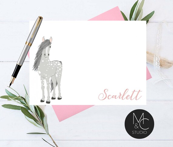 Horse Stationary Set, Personalized, Horse Notecards for Girls ...