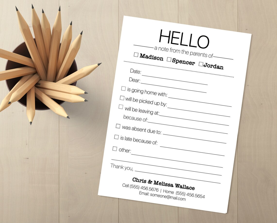School Notepad Excuse Pad for School Notes for School - Etsy
