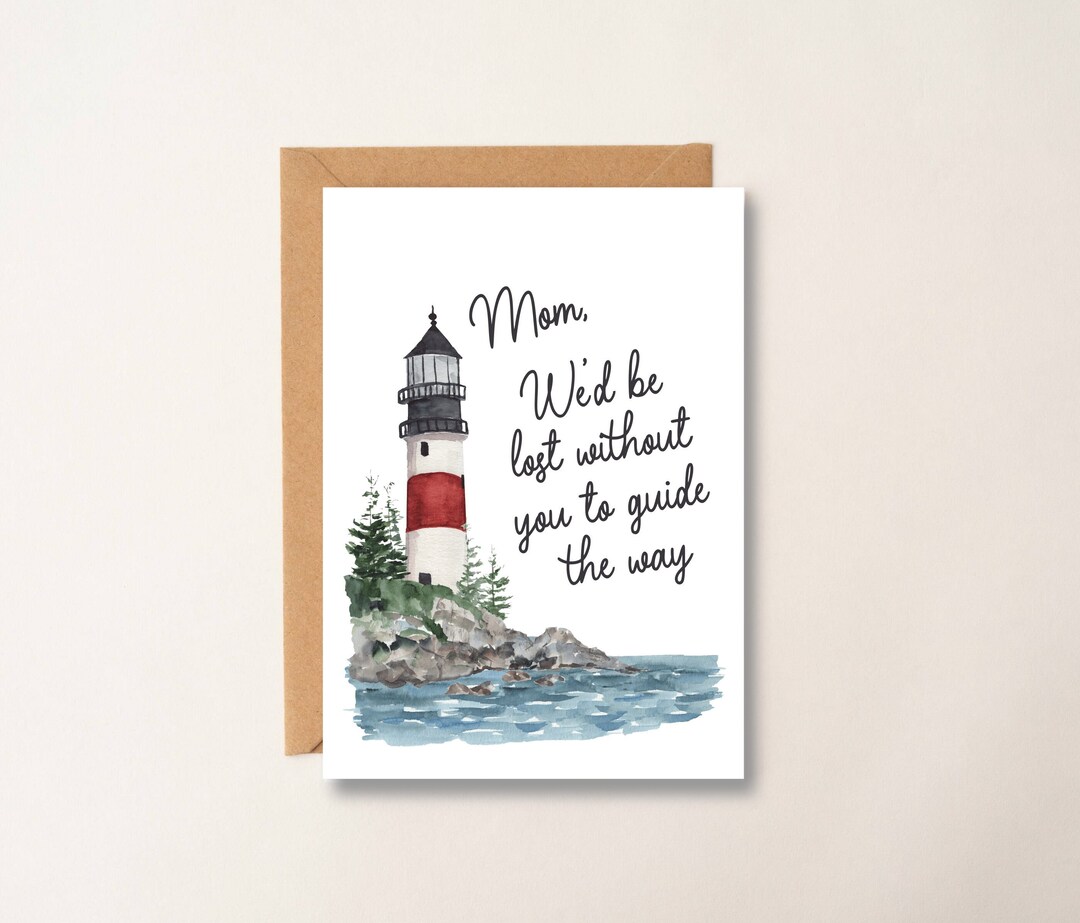 Lighthouse Mother's Day Card With Kraft Envelope, New England, Maine ...