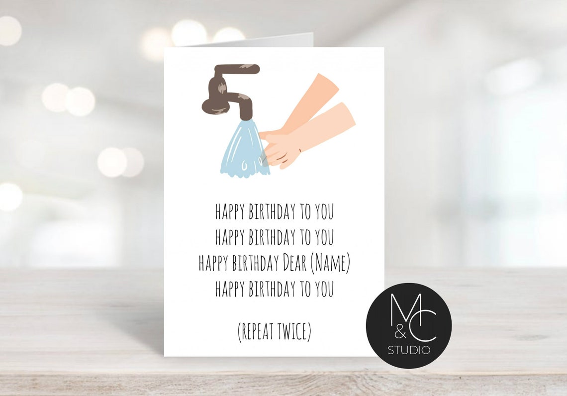 Happy Birthday Hand Washing Card Personalized Writing This - Etsy