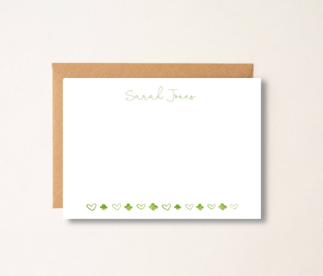Shamrock Note Card Set Envelopes, Irish, St Patricks Day Gift ...