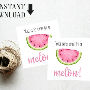 Watermelon Favor Tags Gift Tags One in a Melon Instant Download ...