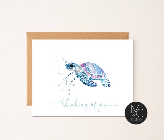 Sea Turtle Card, Simple Card, Kraft Envelope, Stationary Cards, Turtle ...
