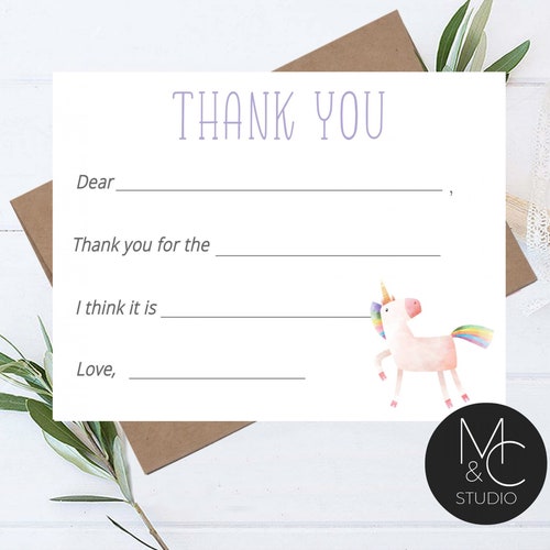 Kids Fill in the Blank Thank You Cards Kids Thank You Notes - Etsy