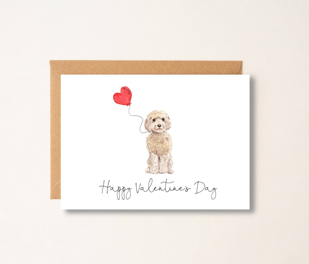 Cockapoo Champagne Valentine, Dog Card, Greeting Card, Folded Card, Dog ...