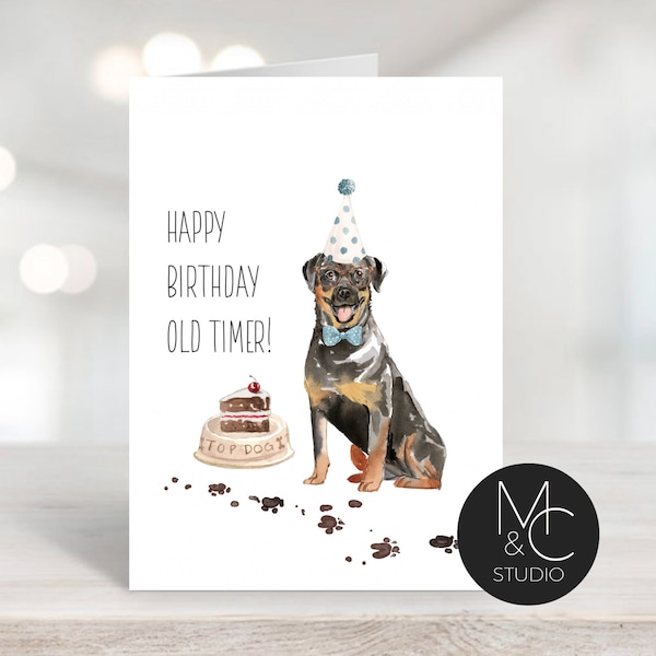Rottweiler Happy Birthday Card - Etsy