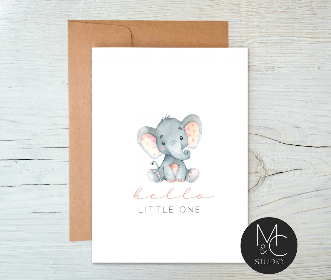 Elephant New Baby Card Congratulations Card Hello Little One - Etsy