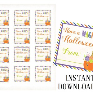 Halloween Unicorn Pumpkin Favor Tags Gift Tags Happy Halloween Instant ...