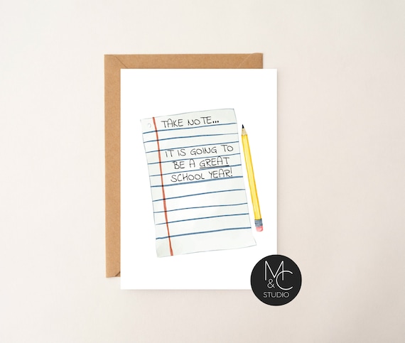 Happy First Day of School, Teacher Card, Kraft Envelope, card for child ...