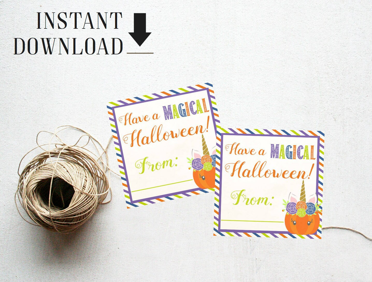 Halloween Unicorn Pumpkin Favor Tags Gift Tags Happy Halloween | Etsy