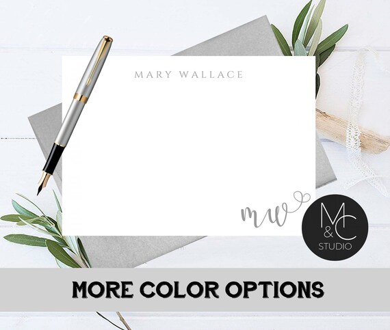 Personalized Note Card Set Envelopes- Stationary Cards Monogram ...