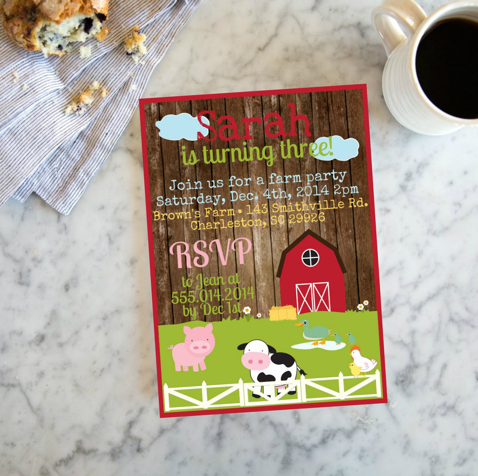 Farm Birthday Party Invite Barnyard Party Invite Rustic | Etsy
