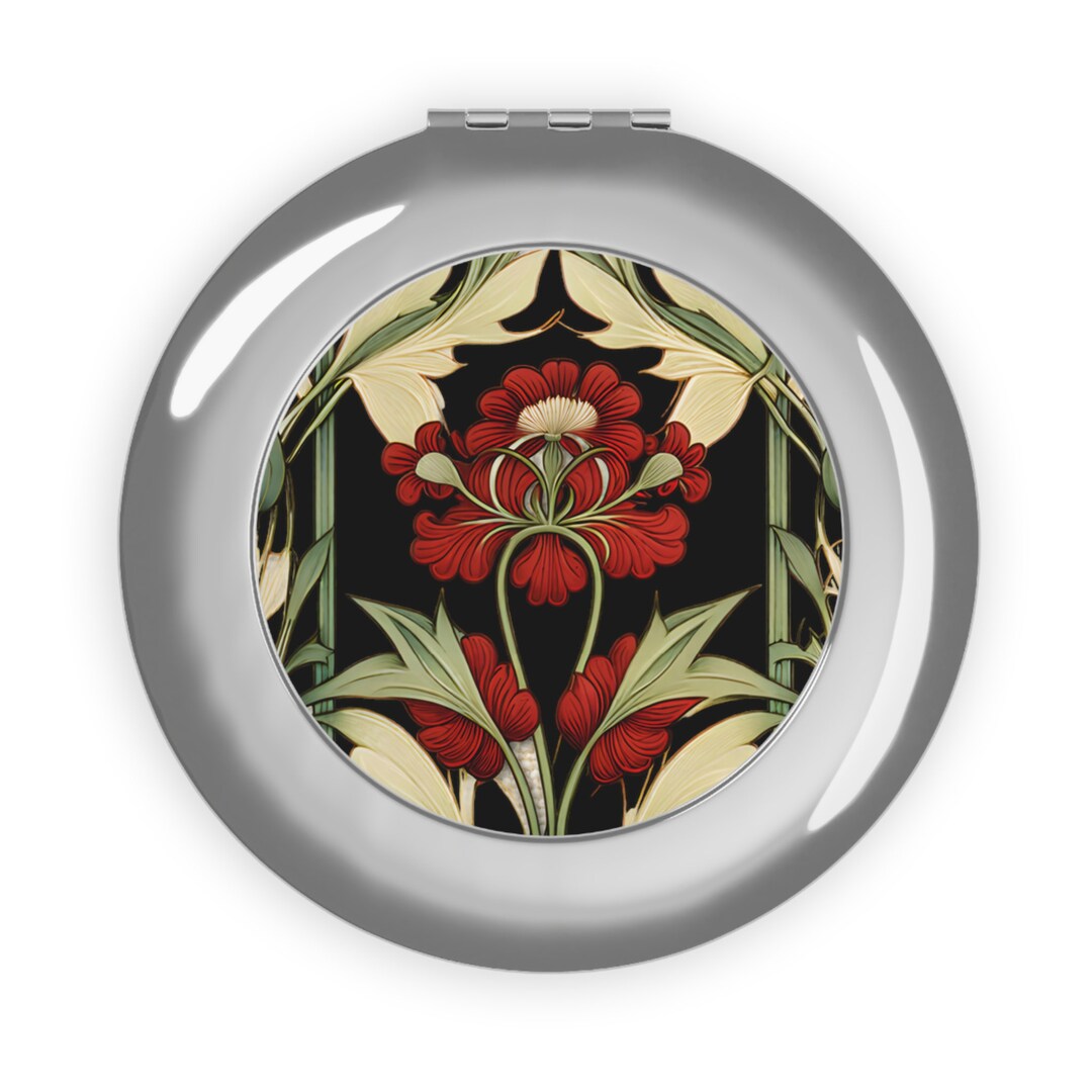 Red Flower Compact Mirror Art Nouveau Travel Mirror William Morris ...
