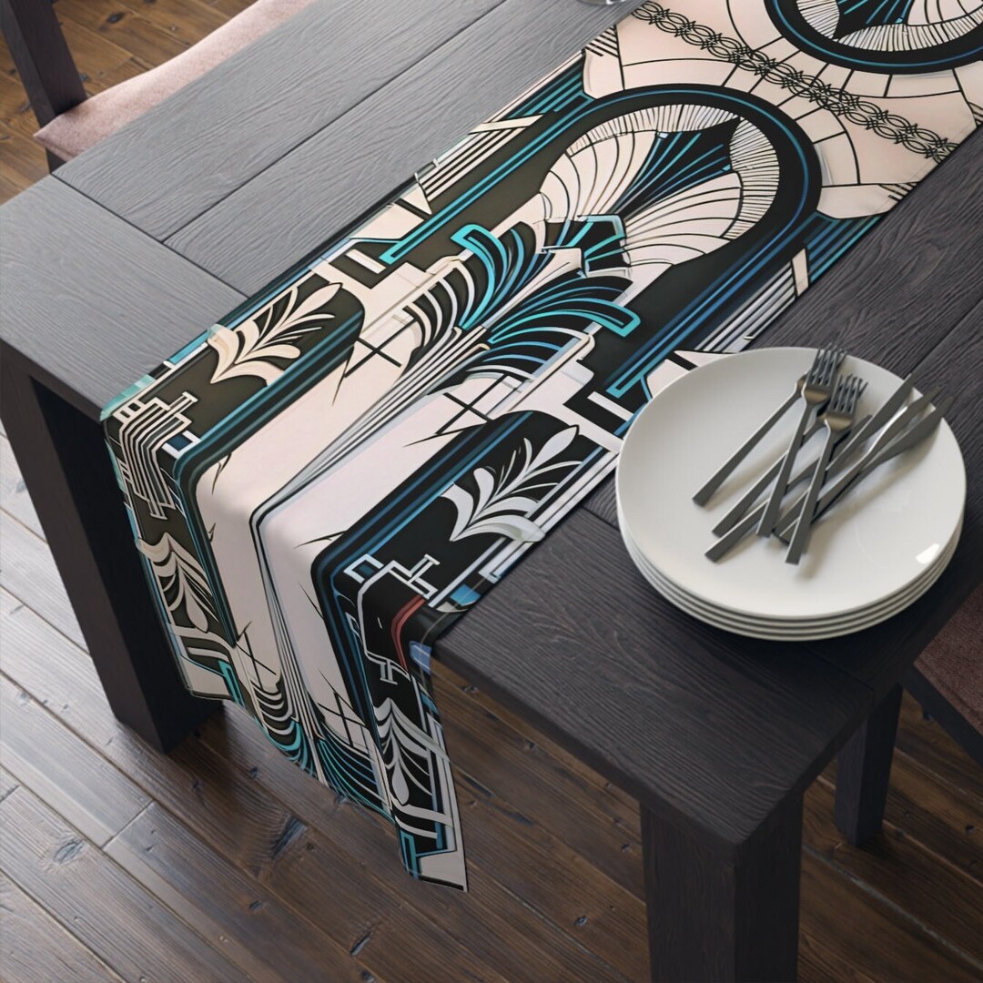 Black White Table Runner Gatsby Cottagecore Art Nouveau Decor William ...