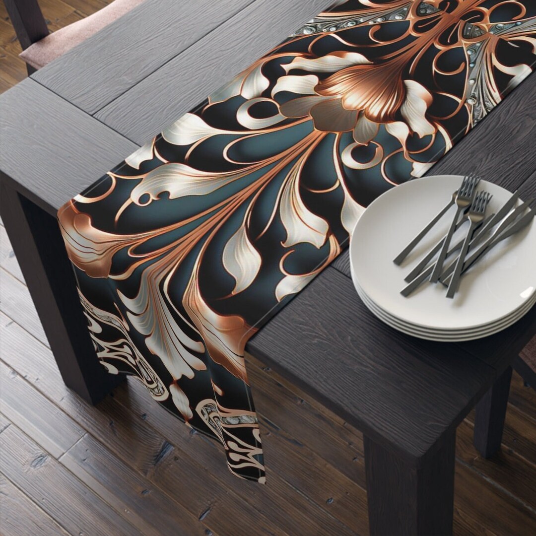 Gold Black Art Nouveau Gatsby Table Runner Green Gold 1920s Art Deco ...