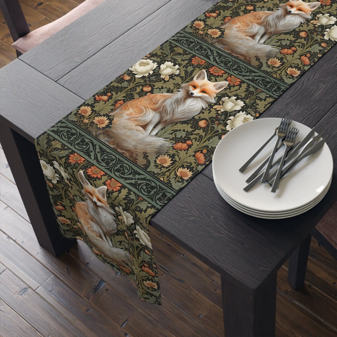 Fox Cottagecore Table Runner Home Decor William Morris Inspired Art ...