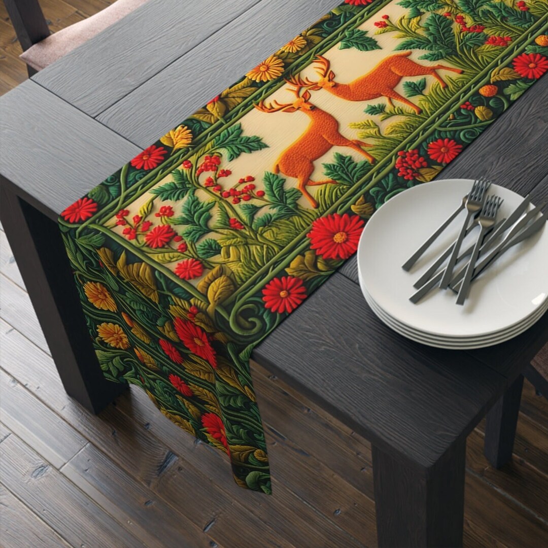 Autumn Deer Art Nouveau William Morris Inspired Fall Cottagecore ...