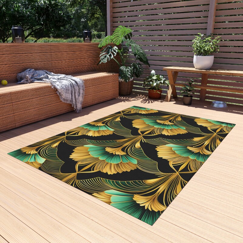 Gold Art Deco Rug - Etsy