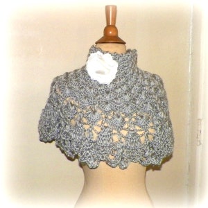 Silver Gray Collar High Neck Victorian Cape Capelet Bridal Wedding ...