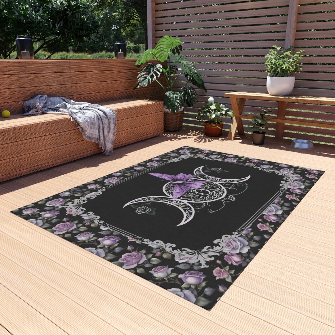 Pastel Goth Cicada Moon Indoor Outdoor Rug Dark Cottagecore Purple ...