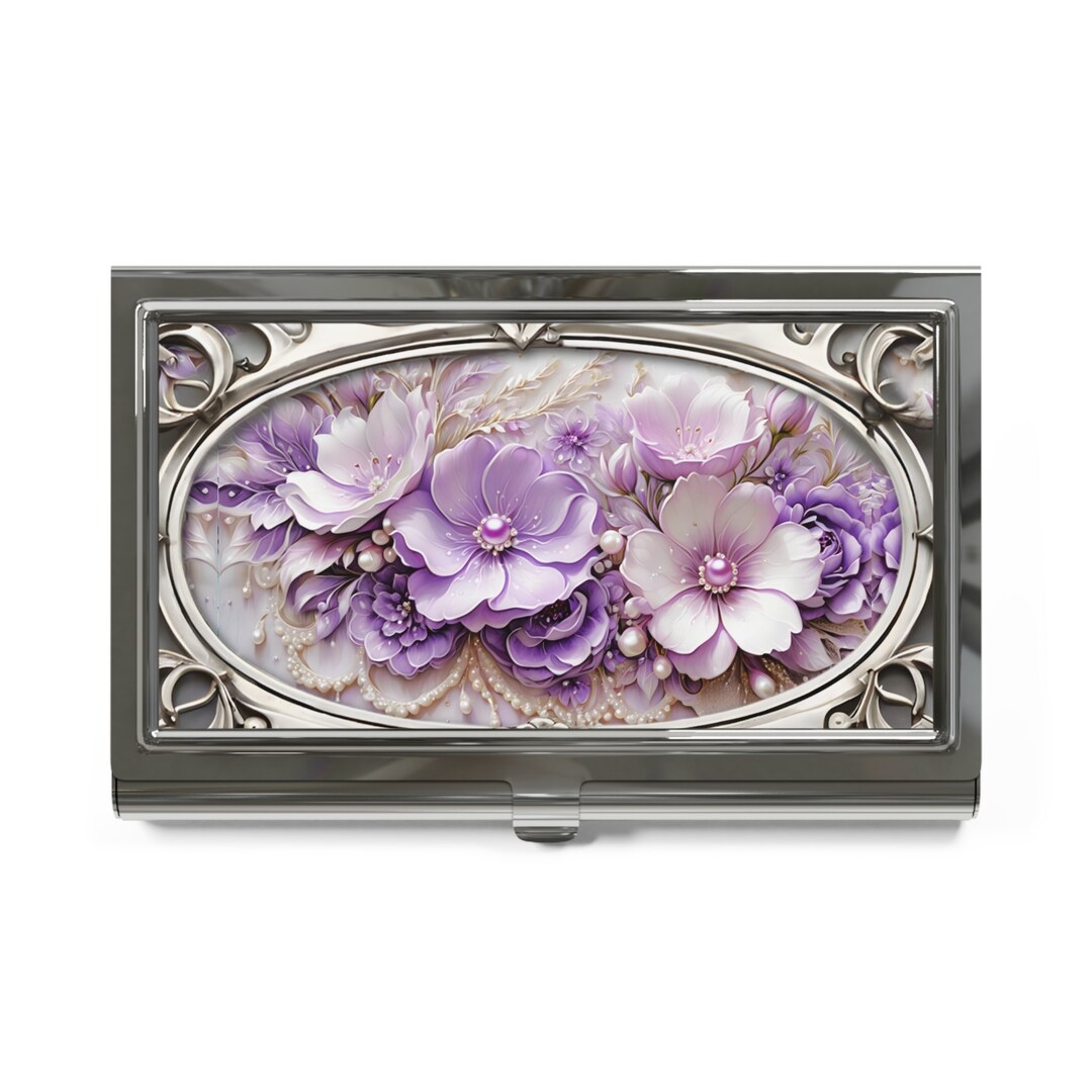 Purple Card Case Unigue Victorian Style Card Holder Floral Business ...