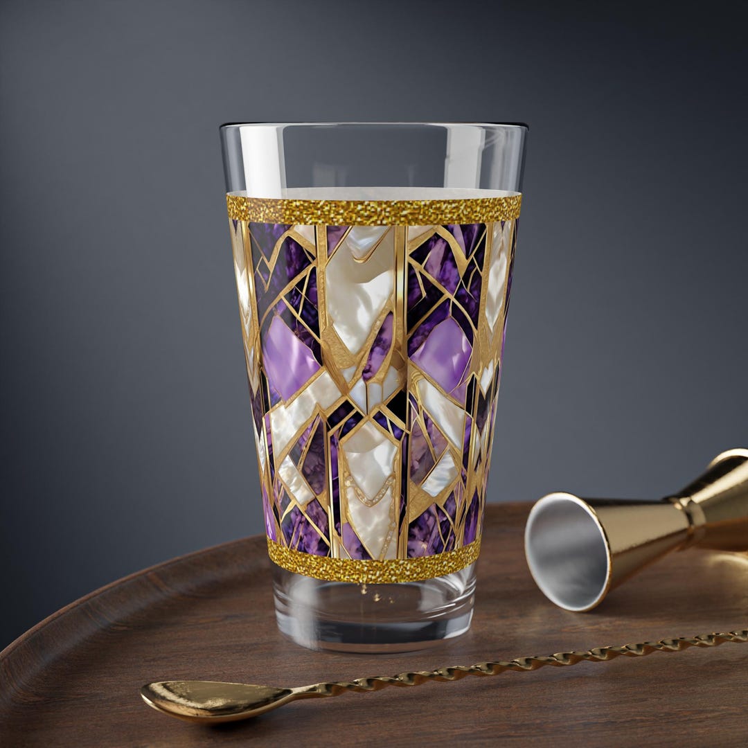 Purple Gold Art Deco Glass Gatsby Barware Drinking Glass Old Hollywood ...