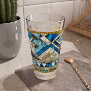 Old Hollywood Style Black Art Deco Glass Gatsby Barware Drinking Glass Gold Blue Water Retro ...