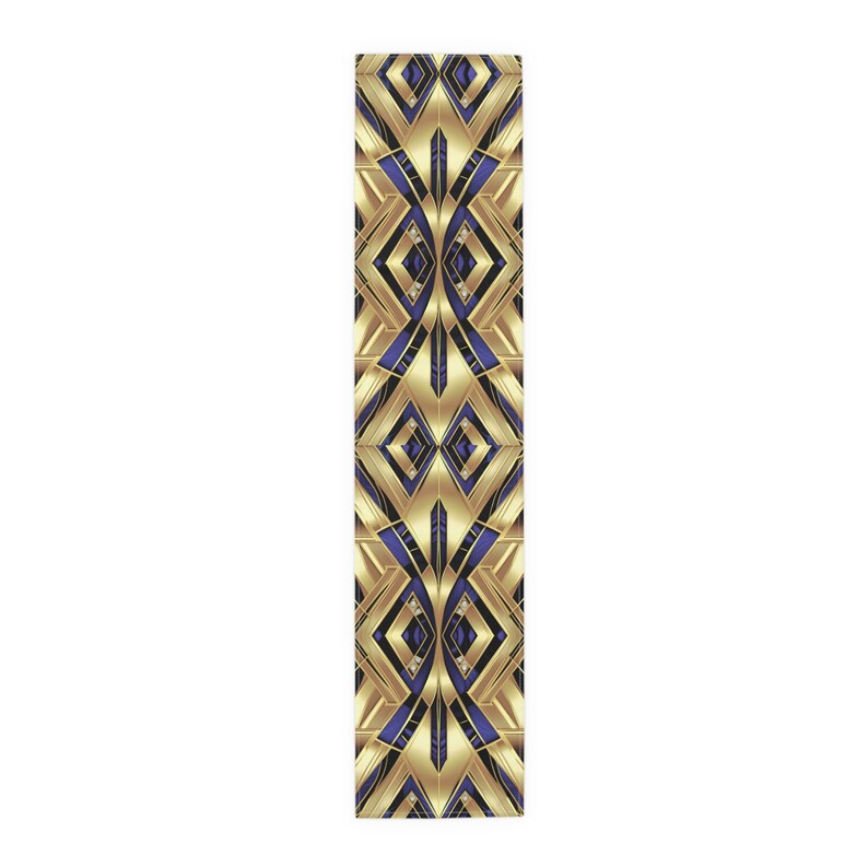 Blue Gold Table Runner Retro Gatsby Table Cloth Art Deco 1920s Style ...