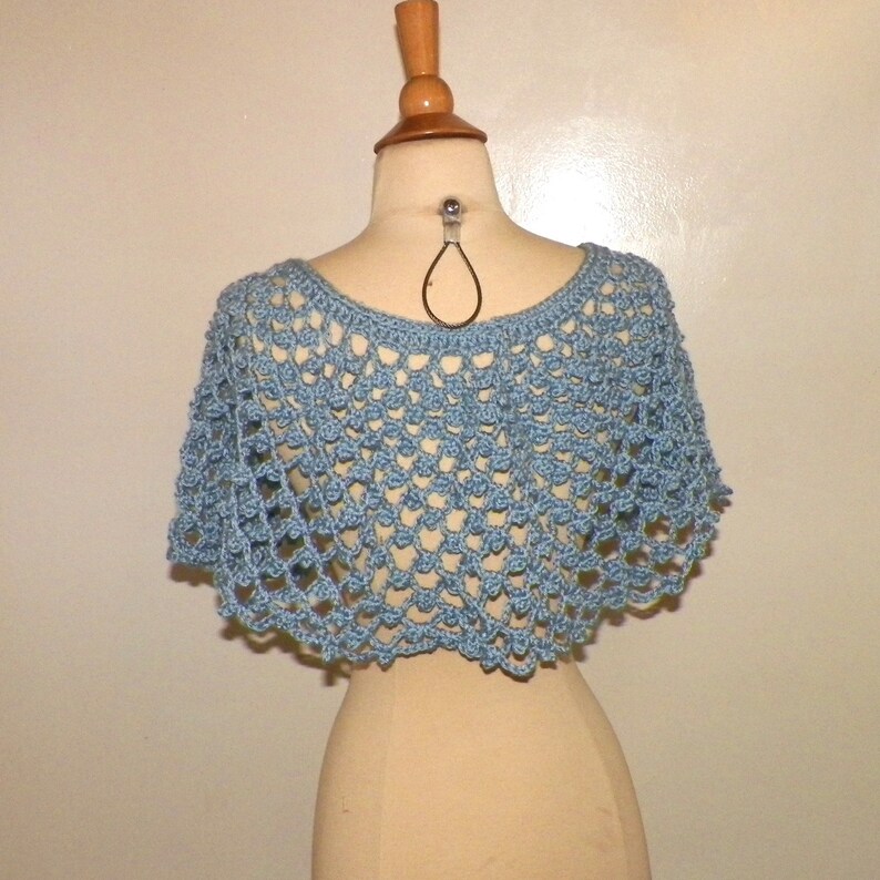 Blue Bridal Poncho Summer Caplet Cape Shawl Hippie Festival | Etsy